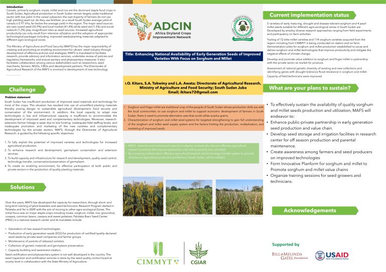 Ministry of Agriculture and Food Security South Sudan – Republic of ...